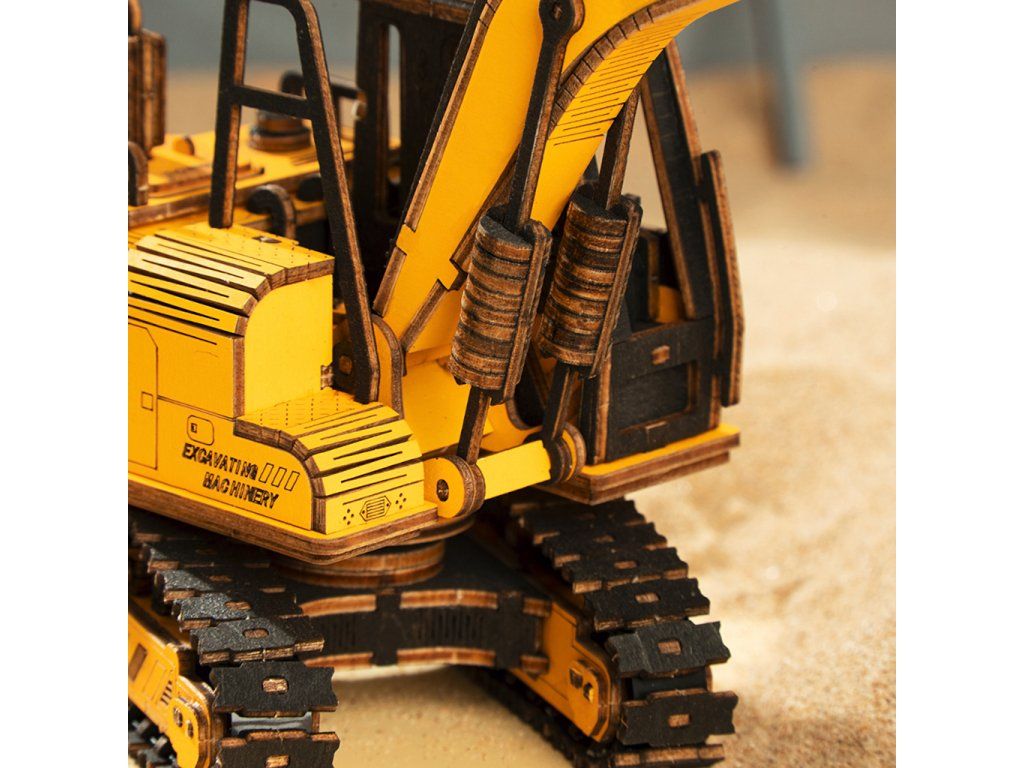 RoboTime 3D drevená mechanická skladačka Bager - ATRIA.SK